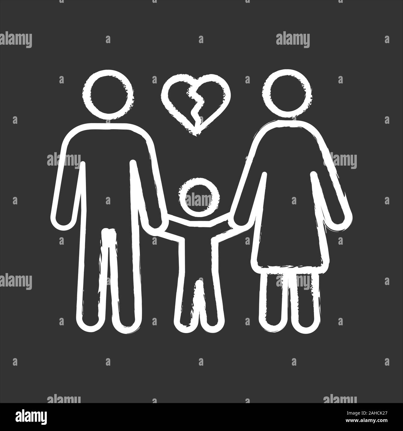 Divorce chalk icon. Parental conflicts. Marriage breakup. Couple break ...