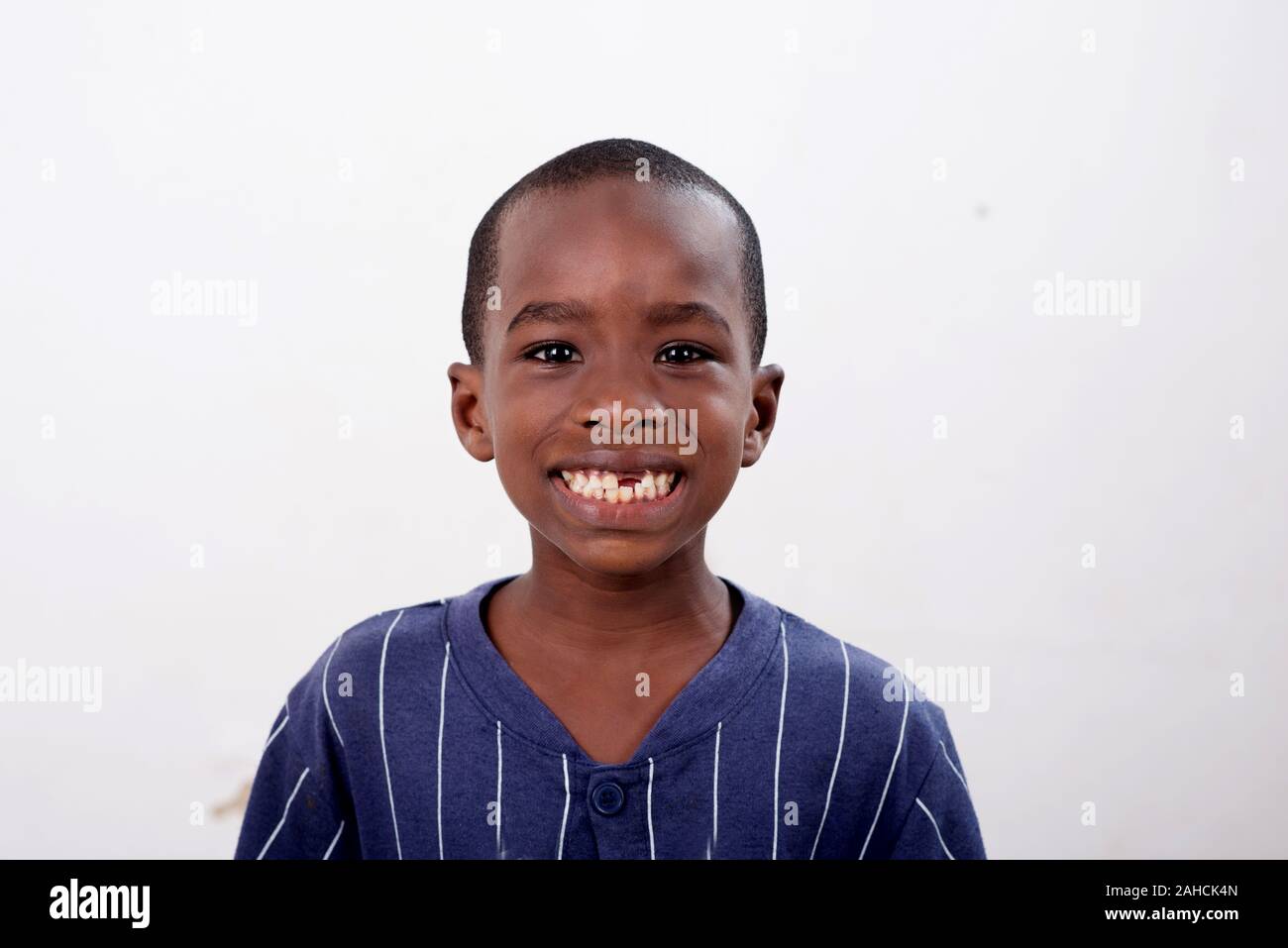 portrait of happy little african boy isolated on white background Stock ...