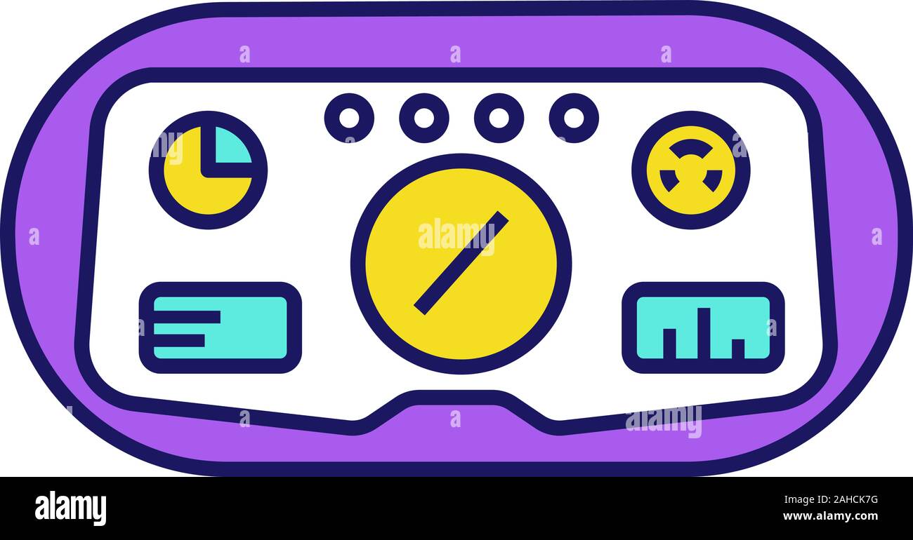 VR headset HUD color icon. Head-up display. Game player visual ...