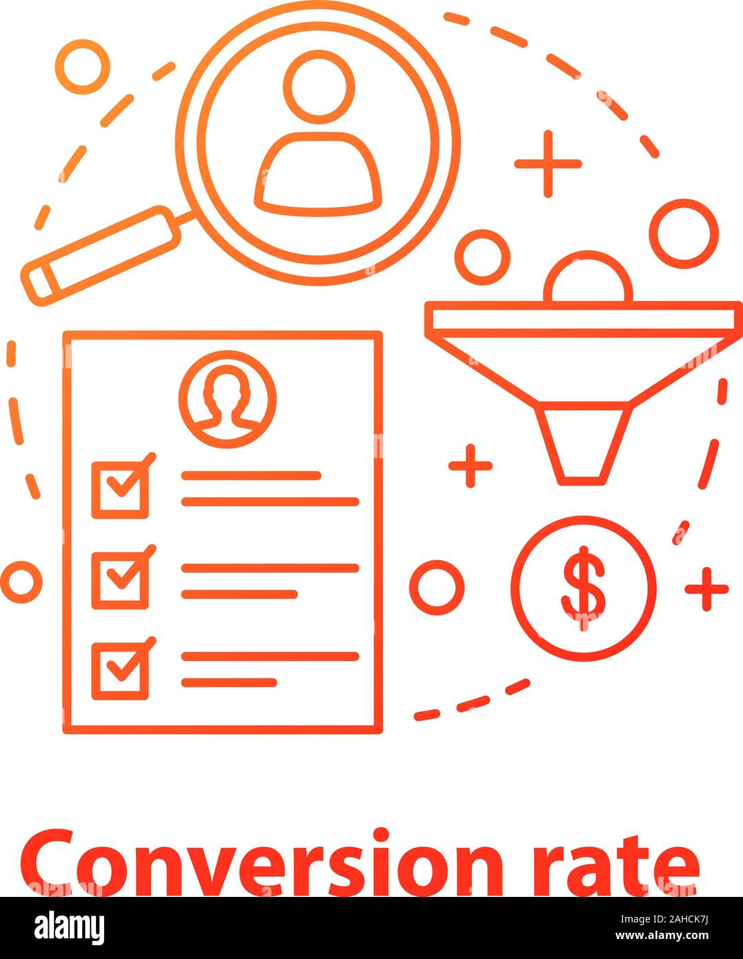 Conversion rate concept icon. CR. Sales funnel idea thin line ...