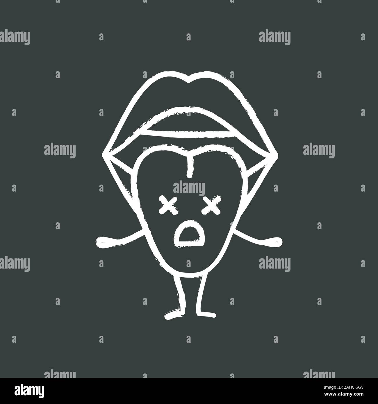 Happy human brain character chalk icon. Healthy nervous system ...