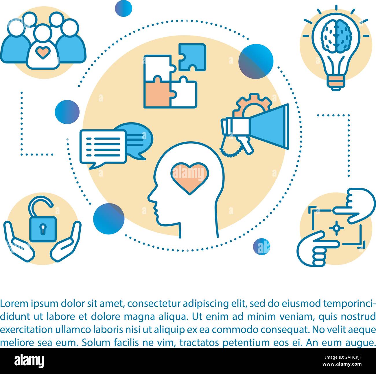 Emotions control concept linear illustration. Social support, society ...