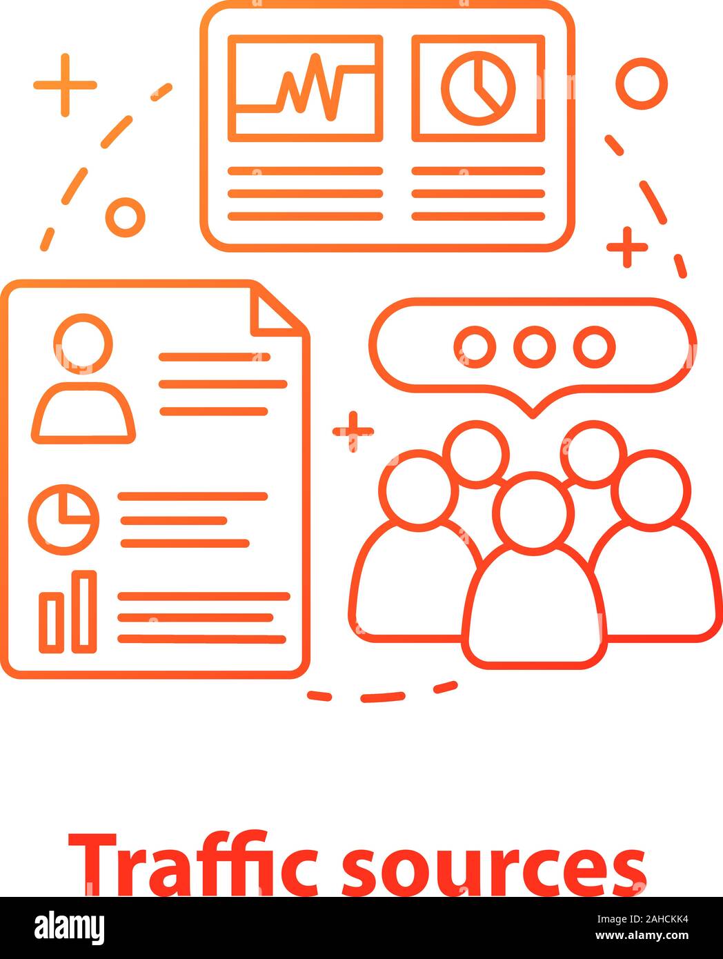 Website traffic sources concept icon. Audience growth, engagement rate ...