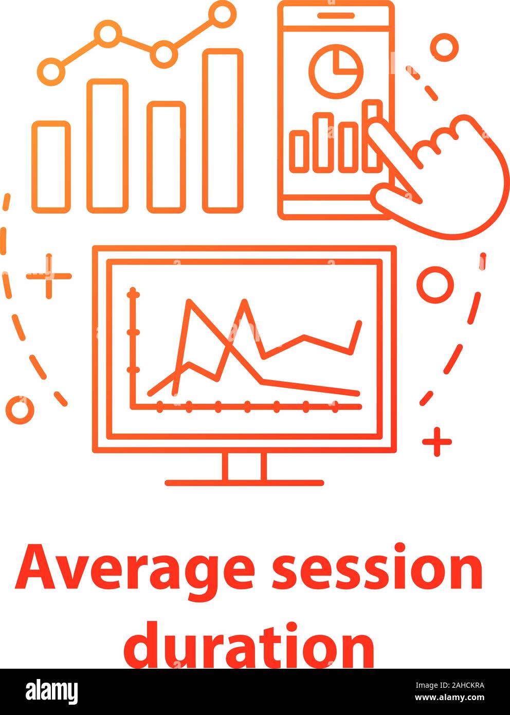 Average session duration concept icon. Web analytics idea thin line ...