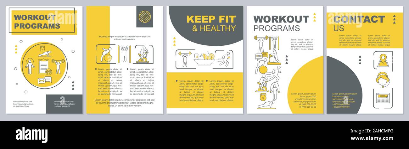 Workout program brochure template. Fitness center. Flyer, booklet ...