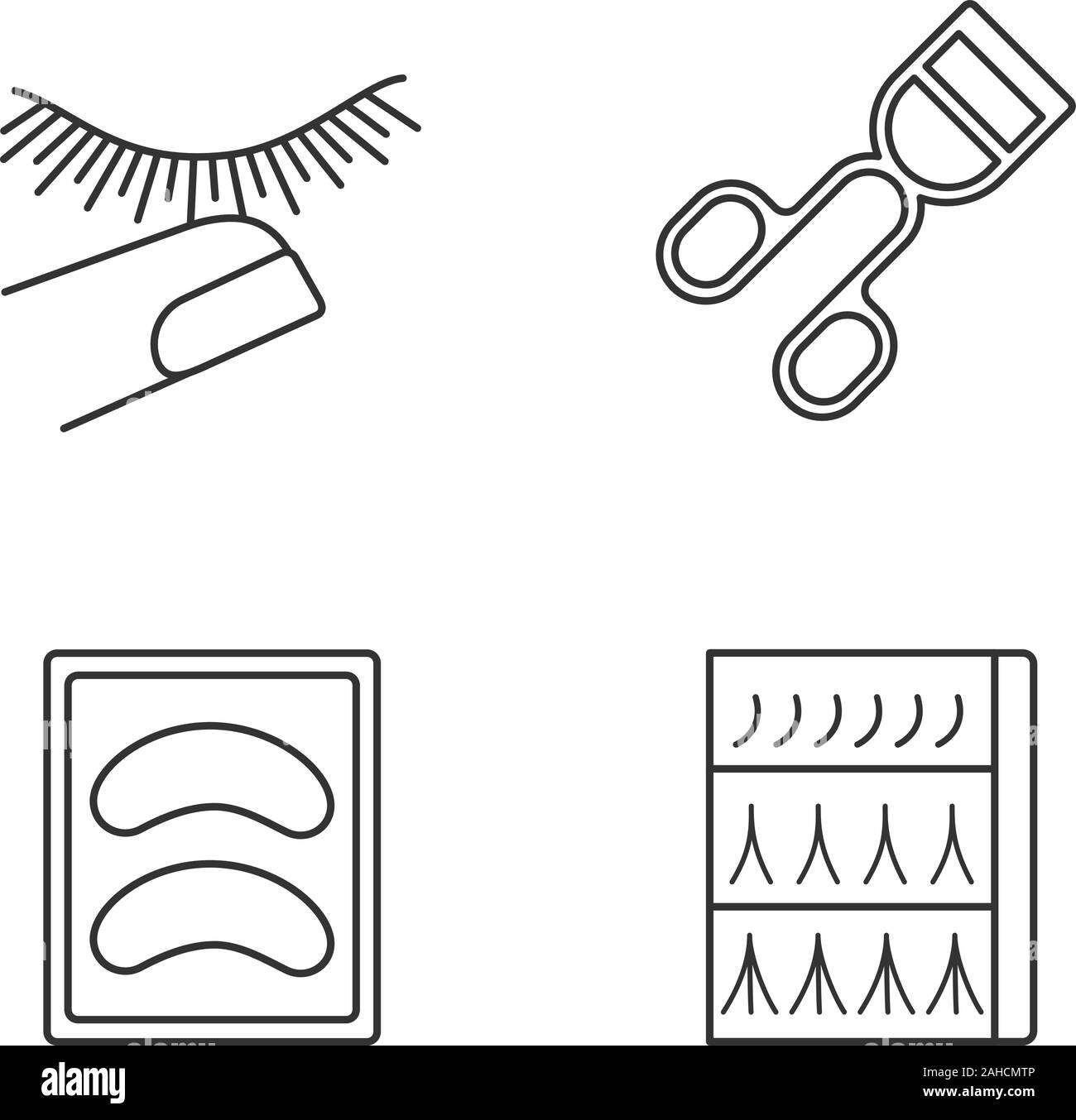 Eyelash extension linear icons set. Thin line contour symbols. Lash ...