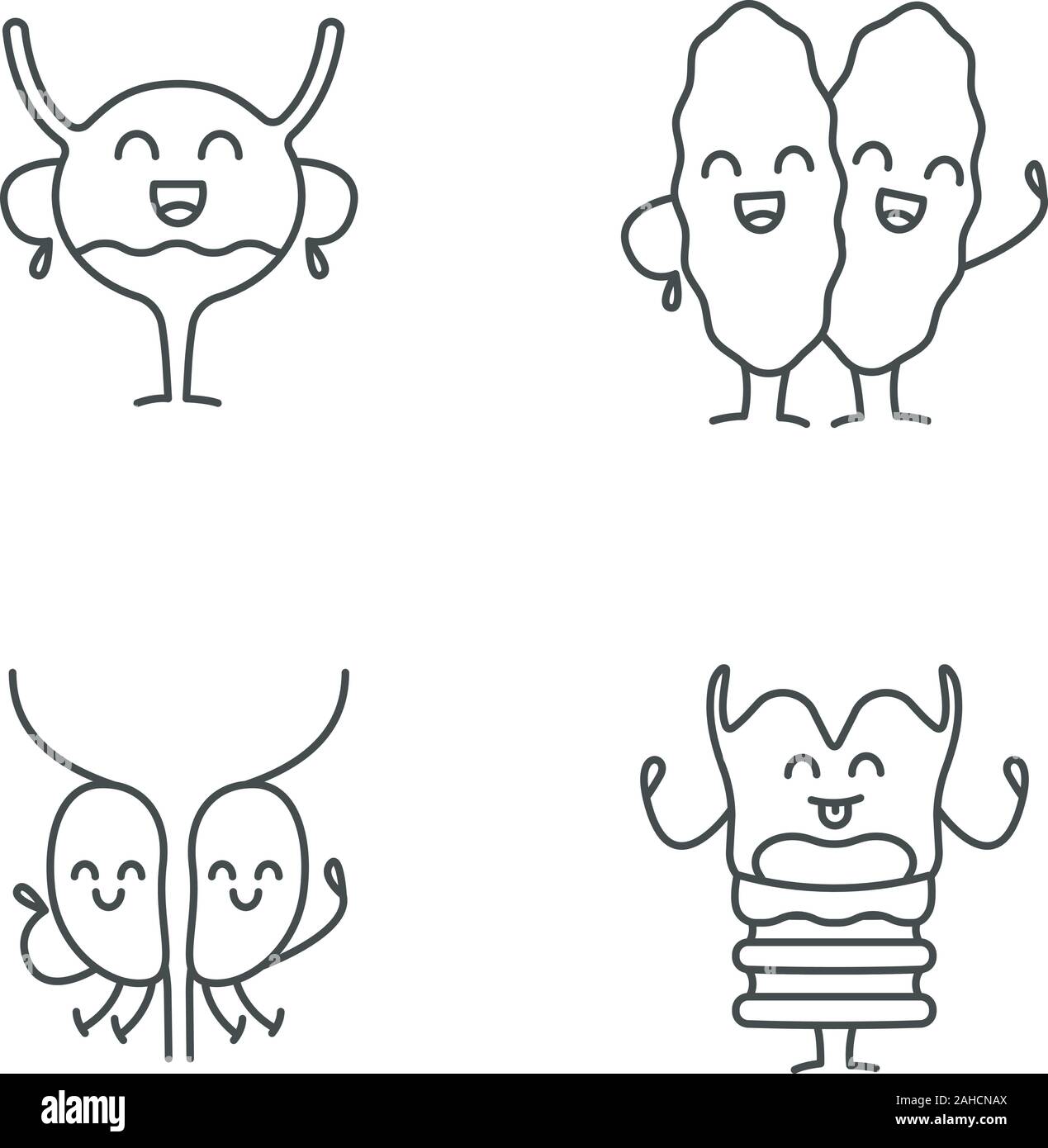 Sad gallbladder character linear icon. Thin line illustration ...