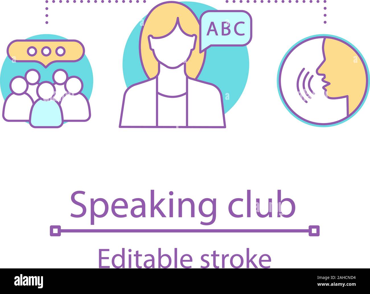 Speaking club concept icon. Language courses idea thin line ...