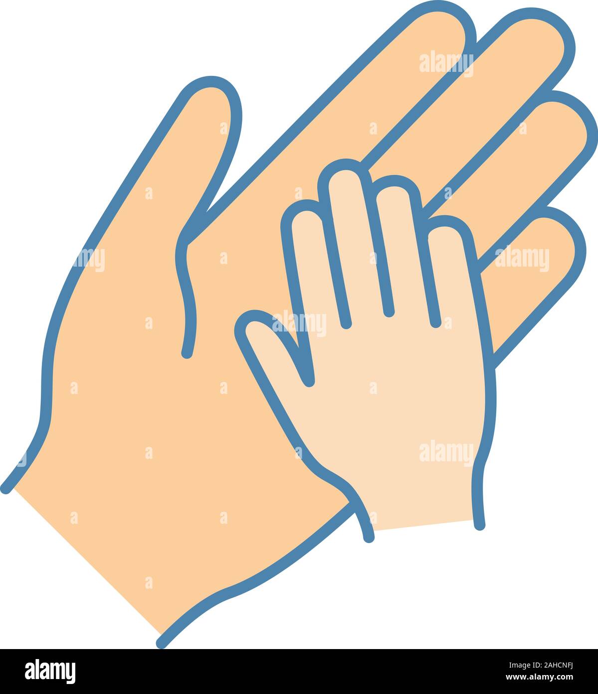 Orphan color icon. Adoption. Parent and child hands together. Child ...