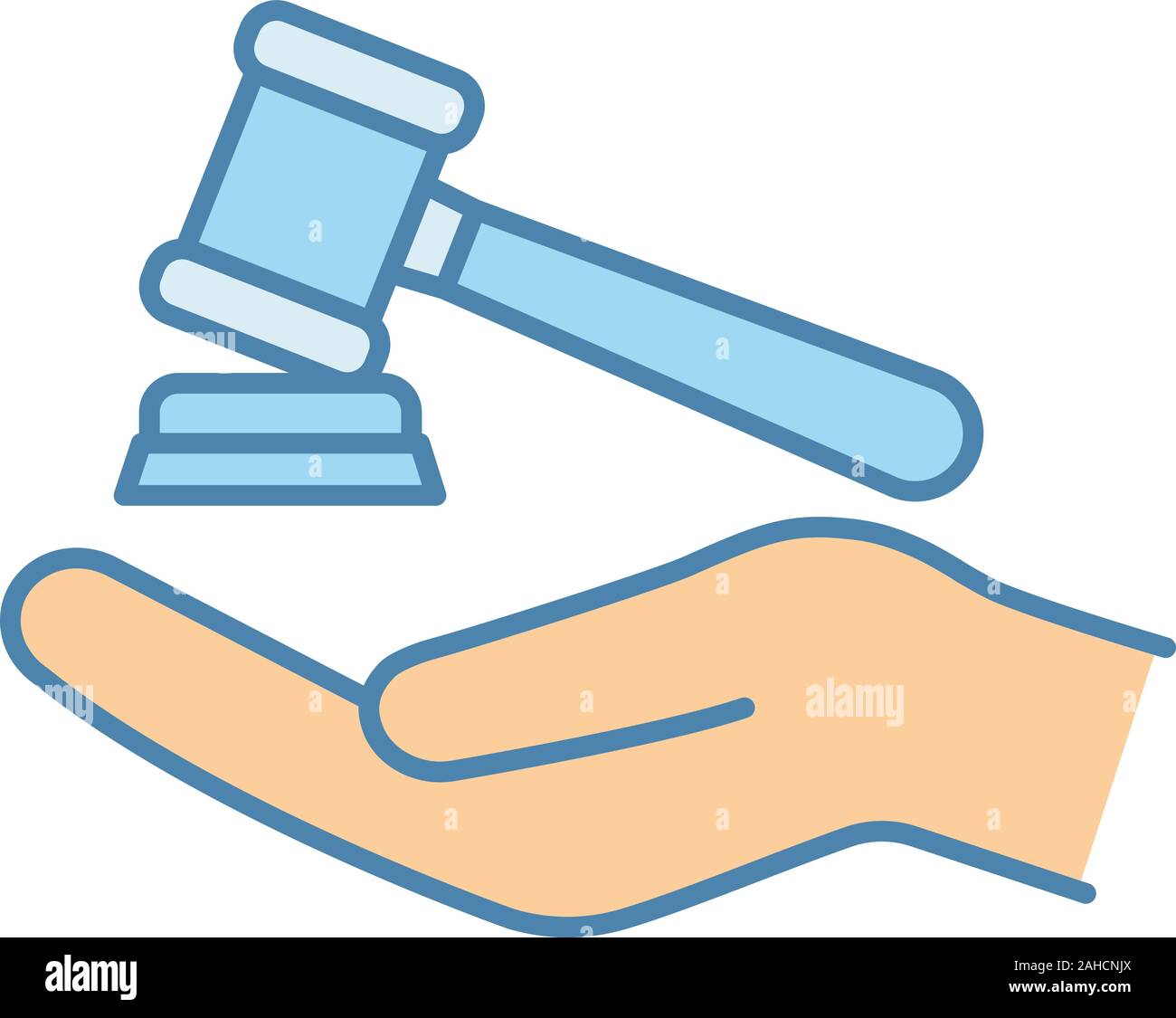 Family law color icon. Gavel, court hammer in hand. Justice ...