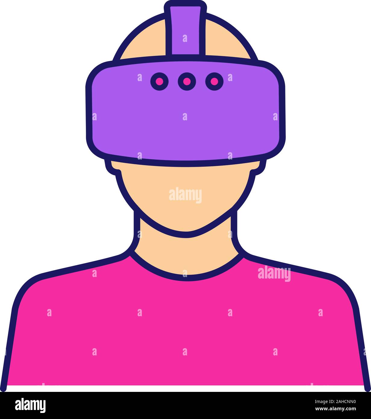 Virtual reality player color icon. VR player. Man with VR mask, glasses ...