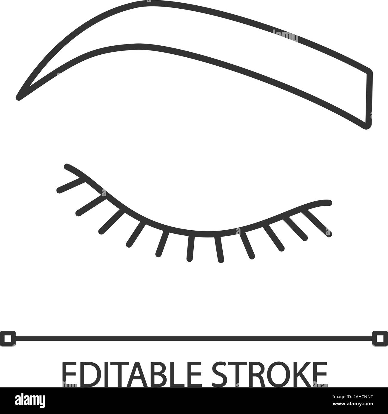 Closed woman eye linear icon. Thin line illustration. Before eyelash ...