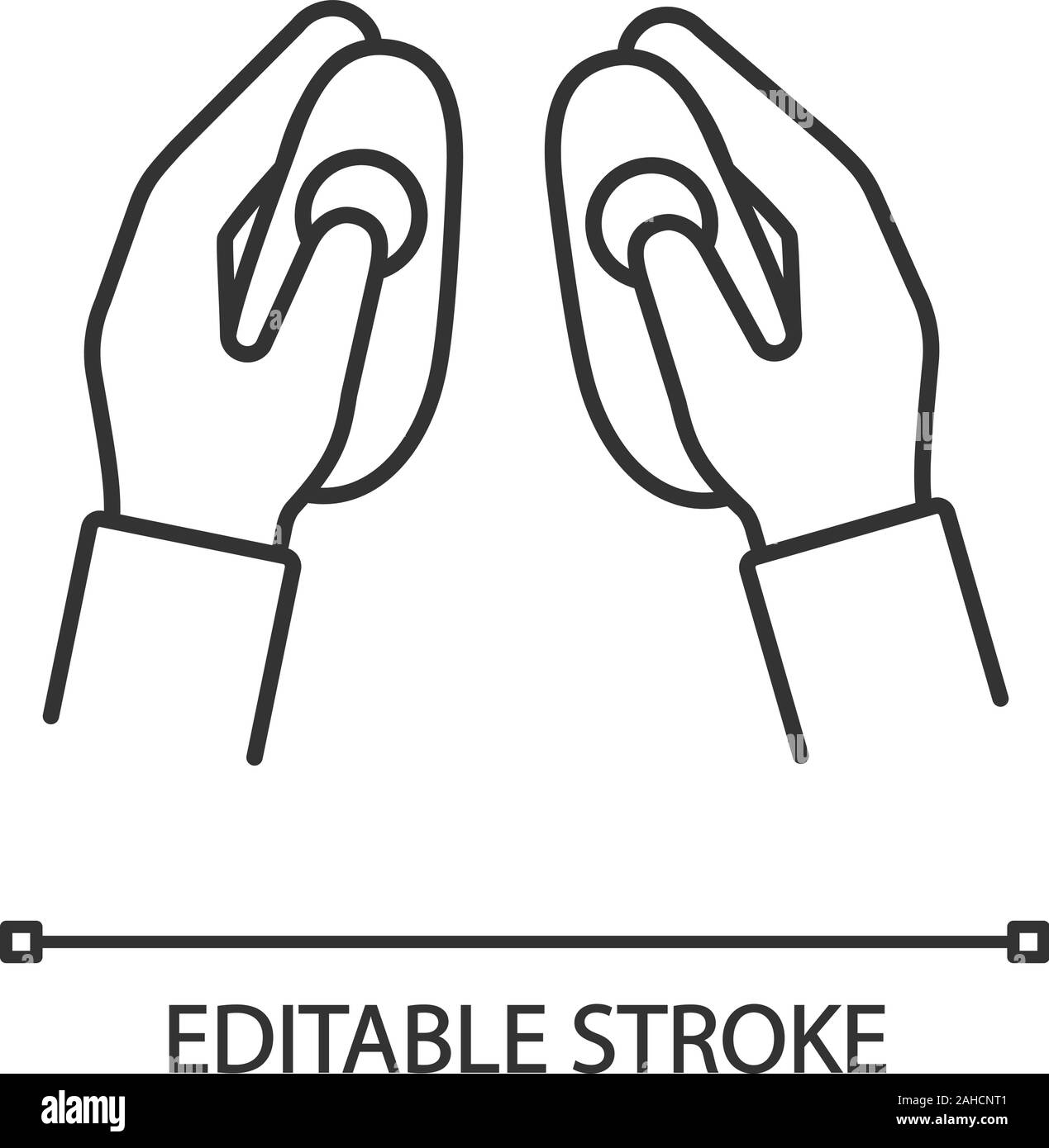 VR wireless controller linear icon. Hands holding virtual reality ...