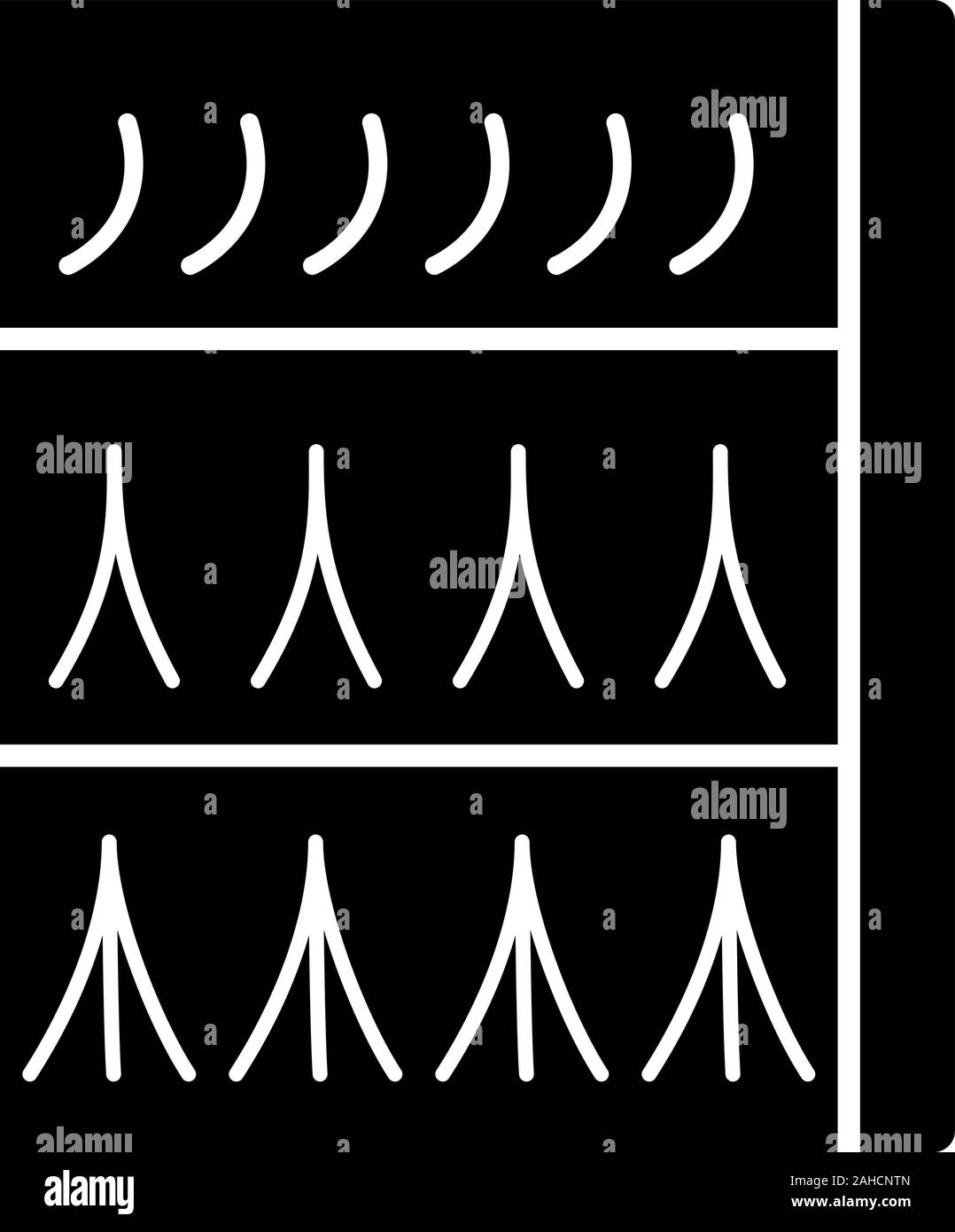 Eyelash extension packaging glyph icon. Silhouette symbol. Individual ...