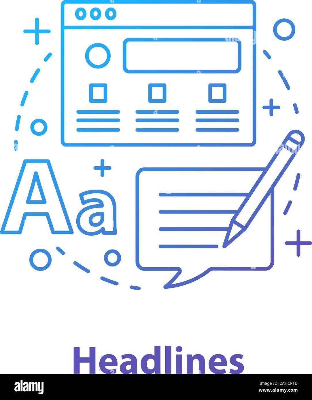 Headlines concept icon. Copywriting idea thin line illustration ...