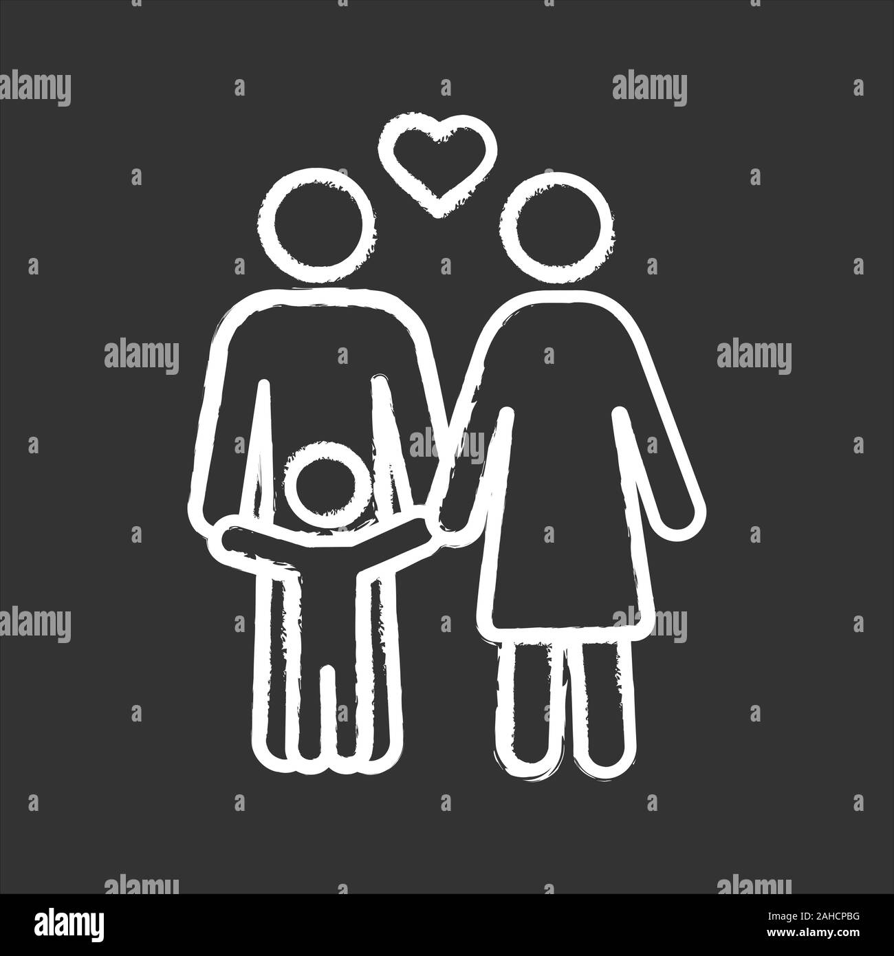 Child support chalk icon. Family. Childcare. Happy parenthood. Isolated ...