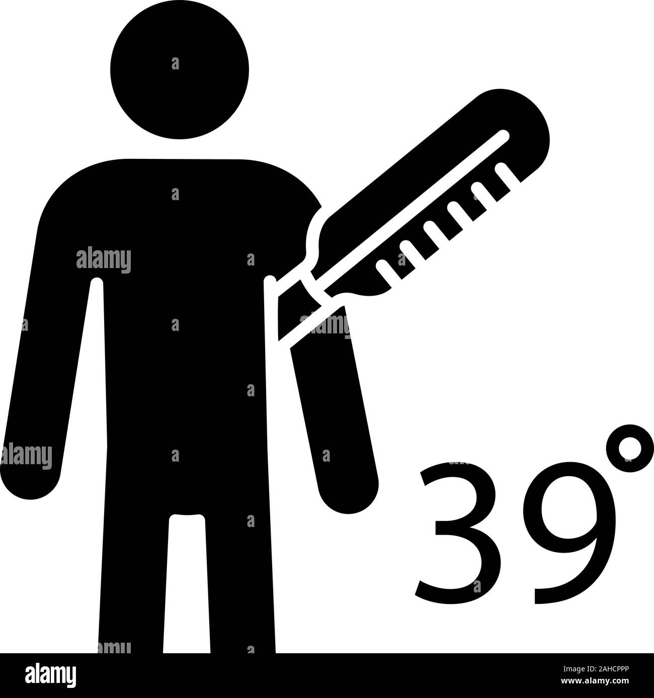 Fever glyph icon. Silhouette symbol. High body temperature. Disease ...