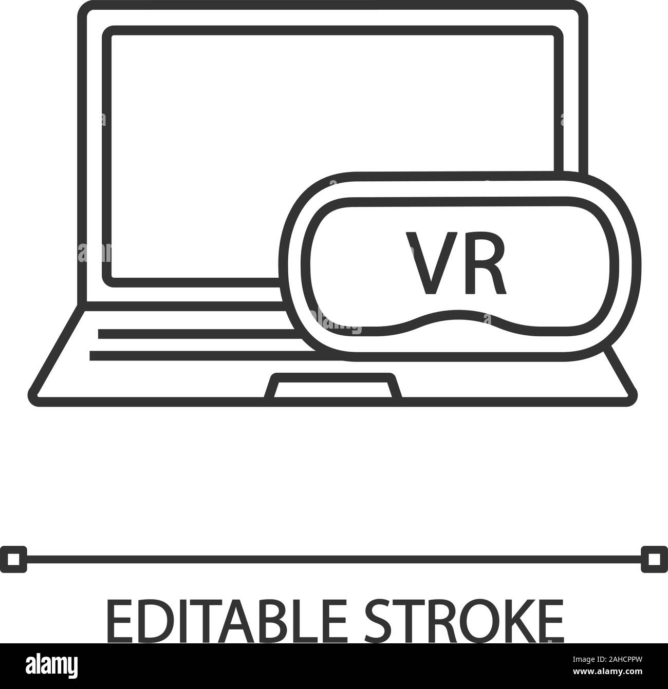 Computer VR headset linear icon. Virtual reality games. Thin line ...