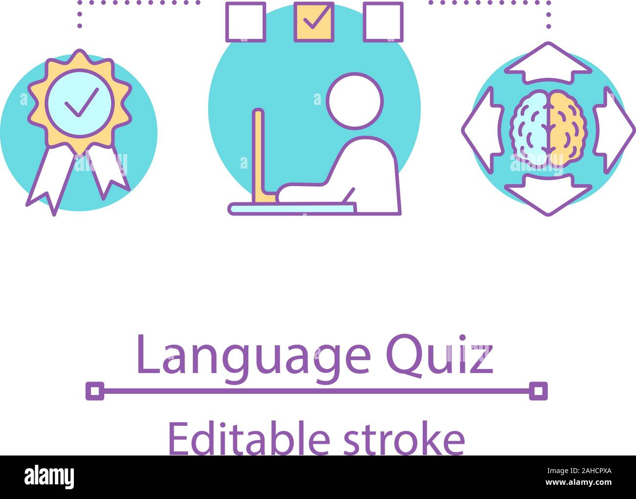 Online language test concept icon. Language proficiency. Learn and play ...