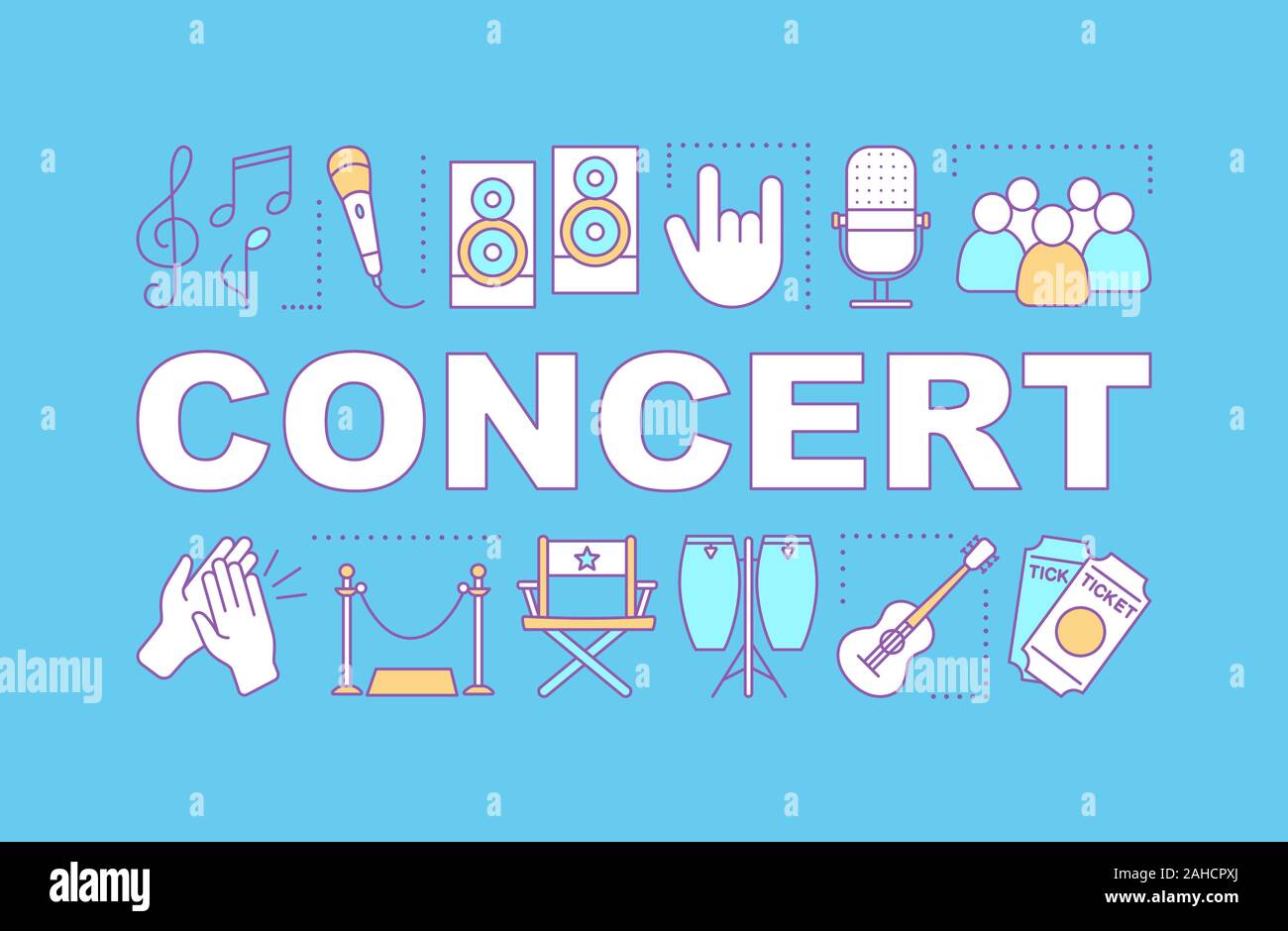 Concert word concepts banner. Event meeting in cinema. Theatre music ...