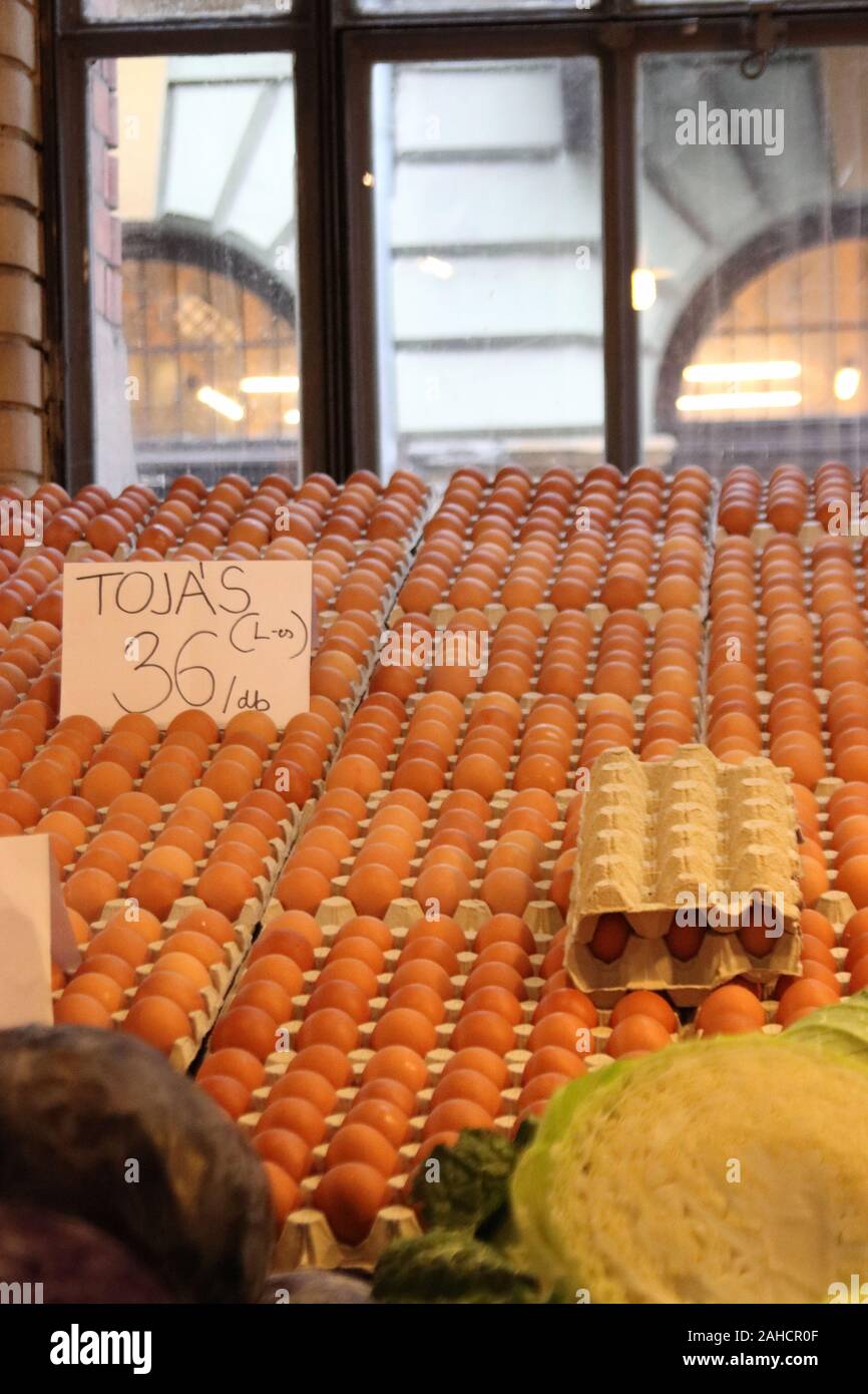 Eggs On Display on a market stall in Budapest Stock Photo - Alamy