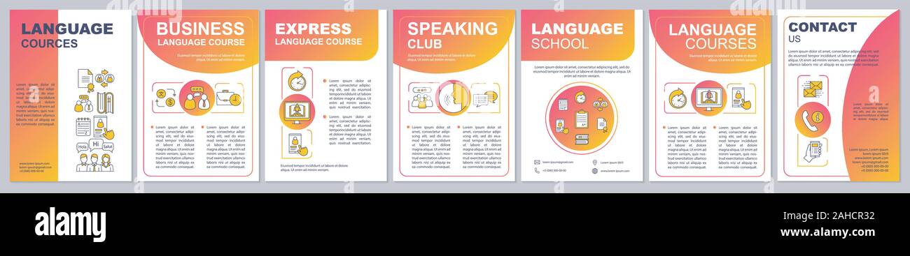 Language learning brochure template layout. Business, express courses ...