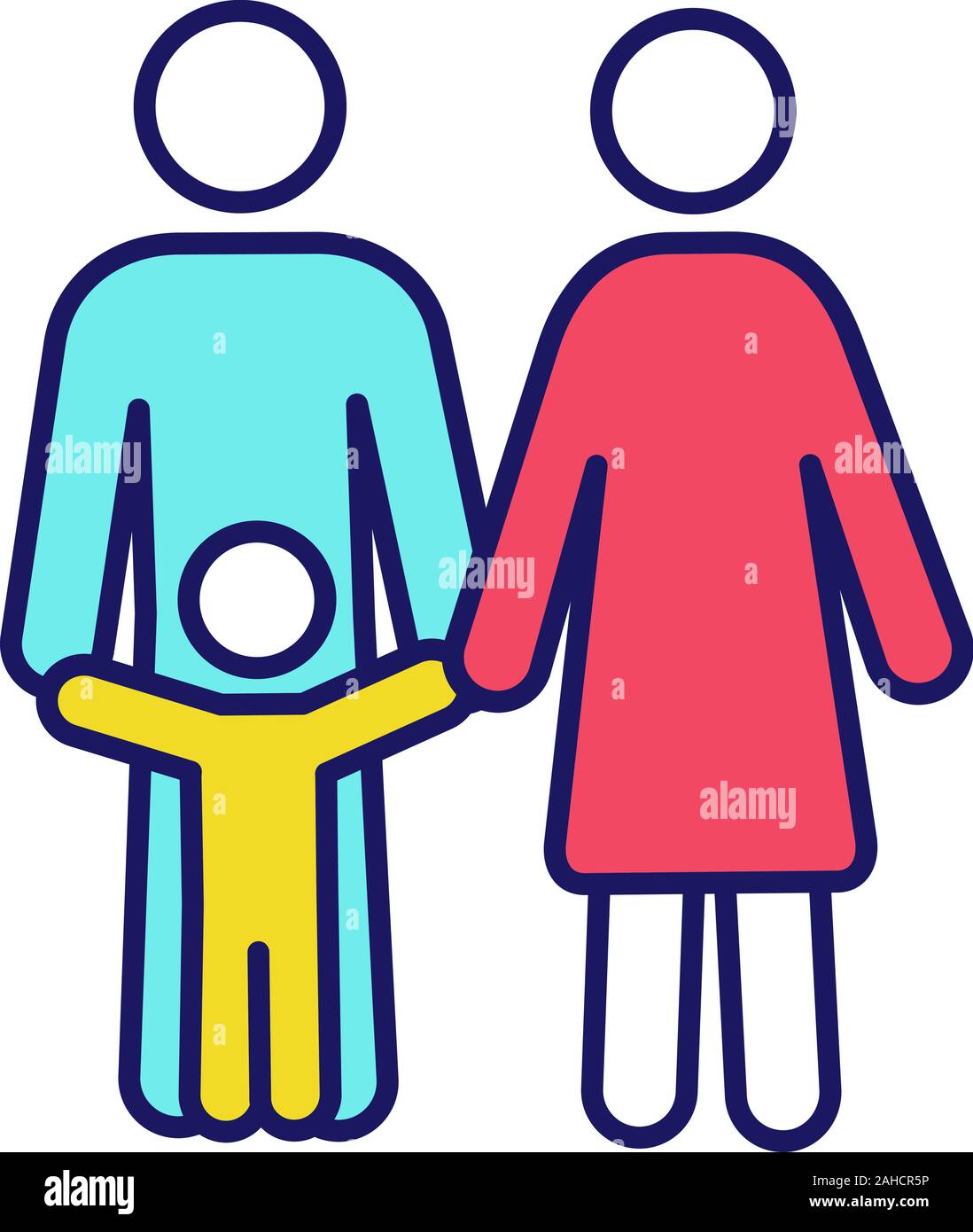 Child support color icon. Family. Childcare. Happy parenthood. Isolated ...