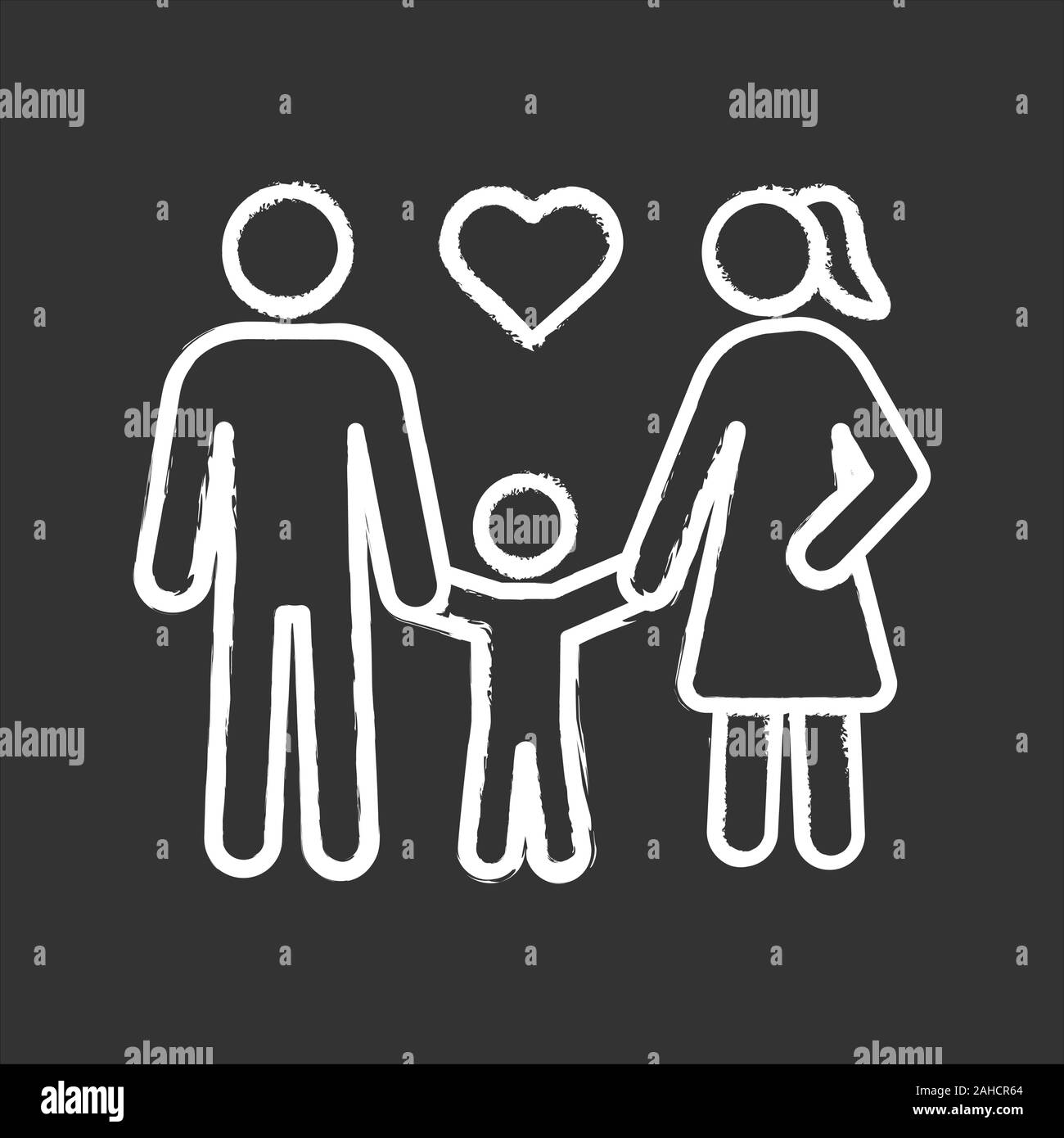 Family chalk icon. Woman, man and child. Positive parenting. Childcare ...