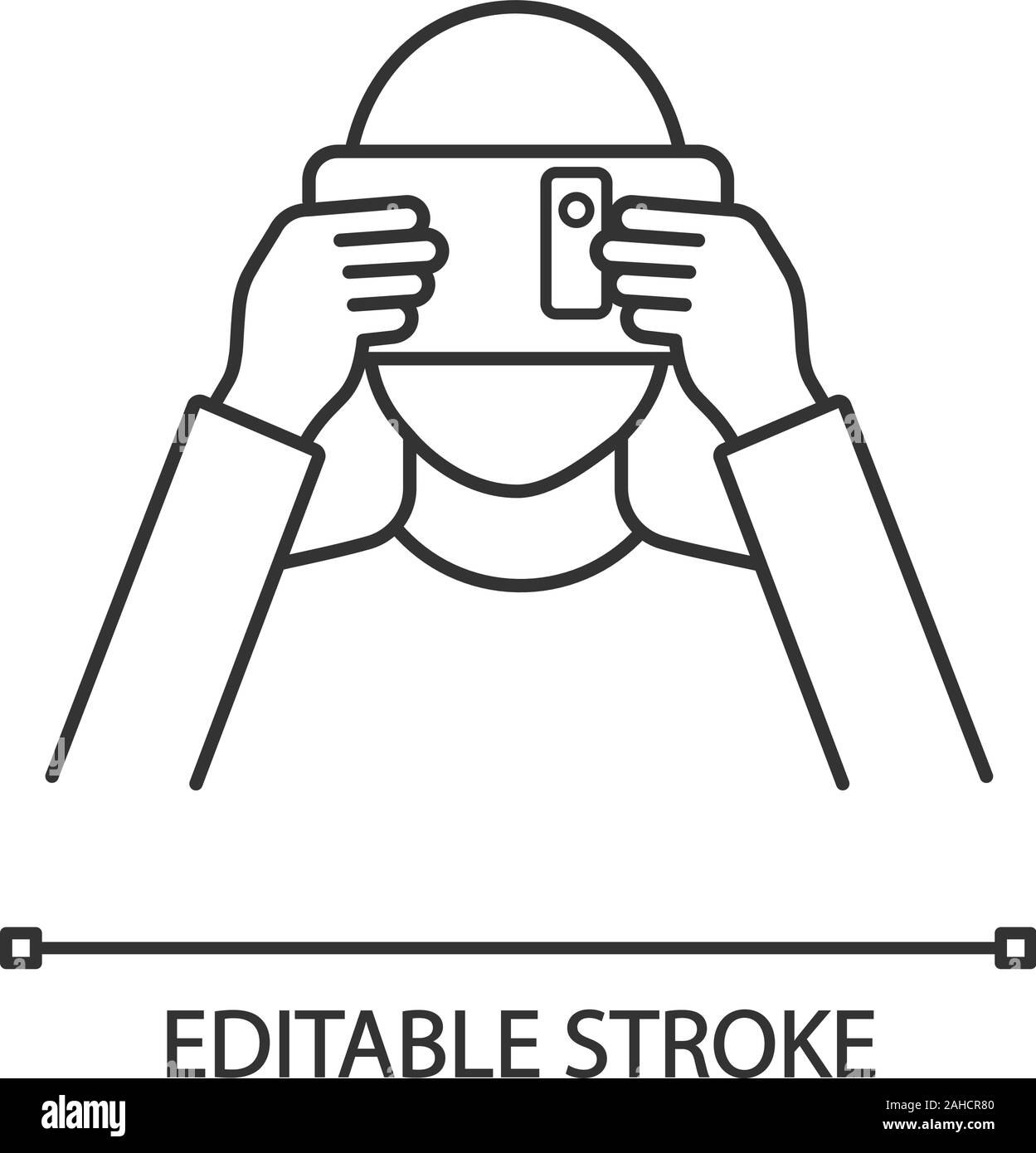 VR cardboard linear icon. Virtual reality platform. Thin line ...