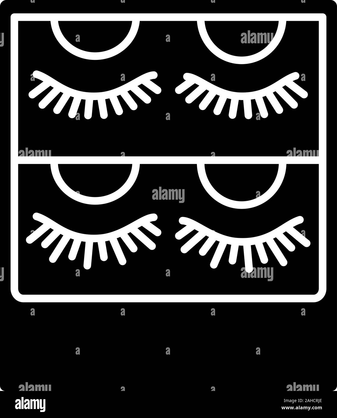 False eyelashes packaging glyph icon. Silhouette symbol. Temporary ...