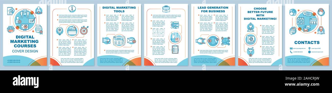 Digital marketing education brochure template layout. Online sales ...
