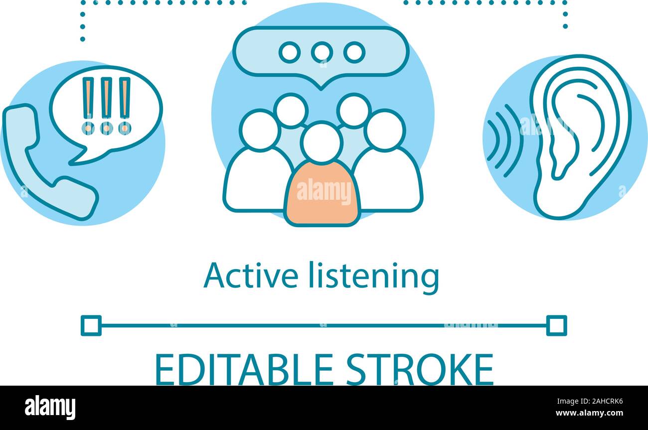 Active listening concept icon. HR soft skill idea thin line ...
