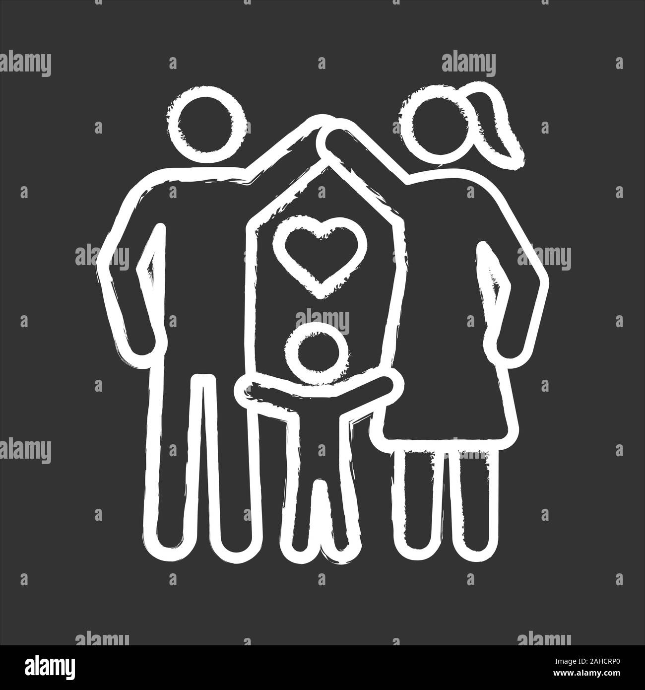 Child protection chalk icon. Family. Positive parenting. Childcare ...