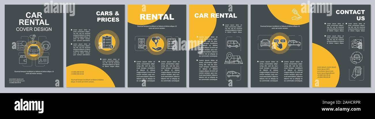Car rental brochure template layout. Carpooling service. Flyer, booklet ...