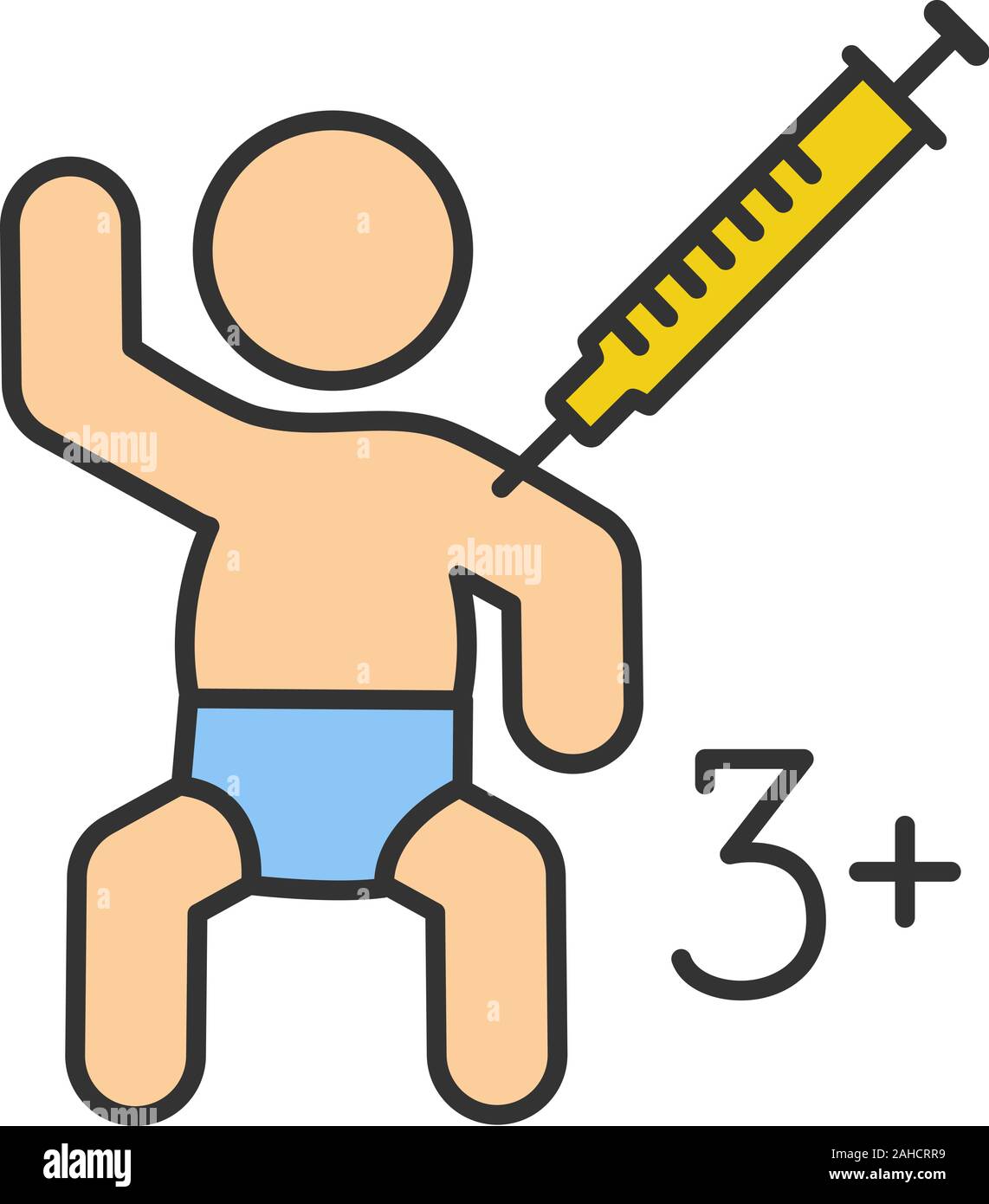 Injection in kid's arm color icon. Pediatrics. BCG, hepatitis ...