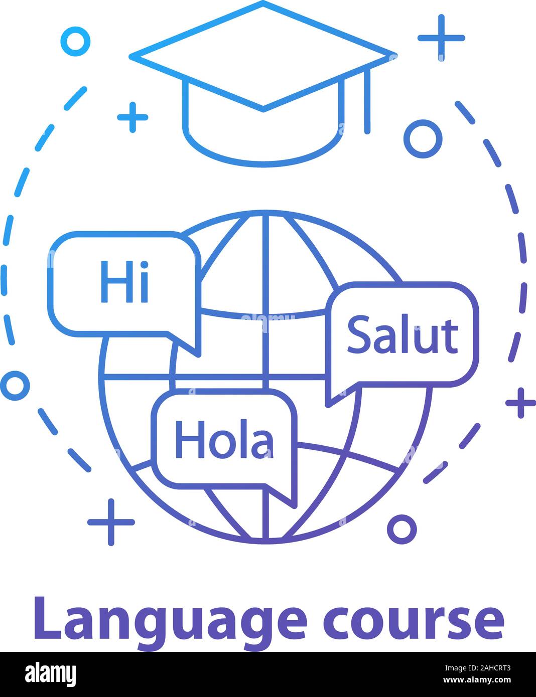 Language courses concept icon. Elementary language proficiency ...