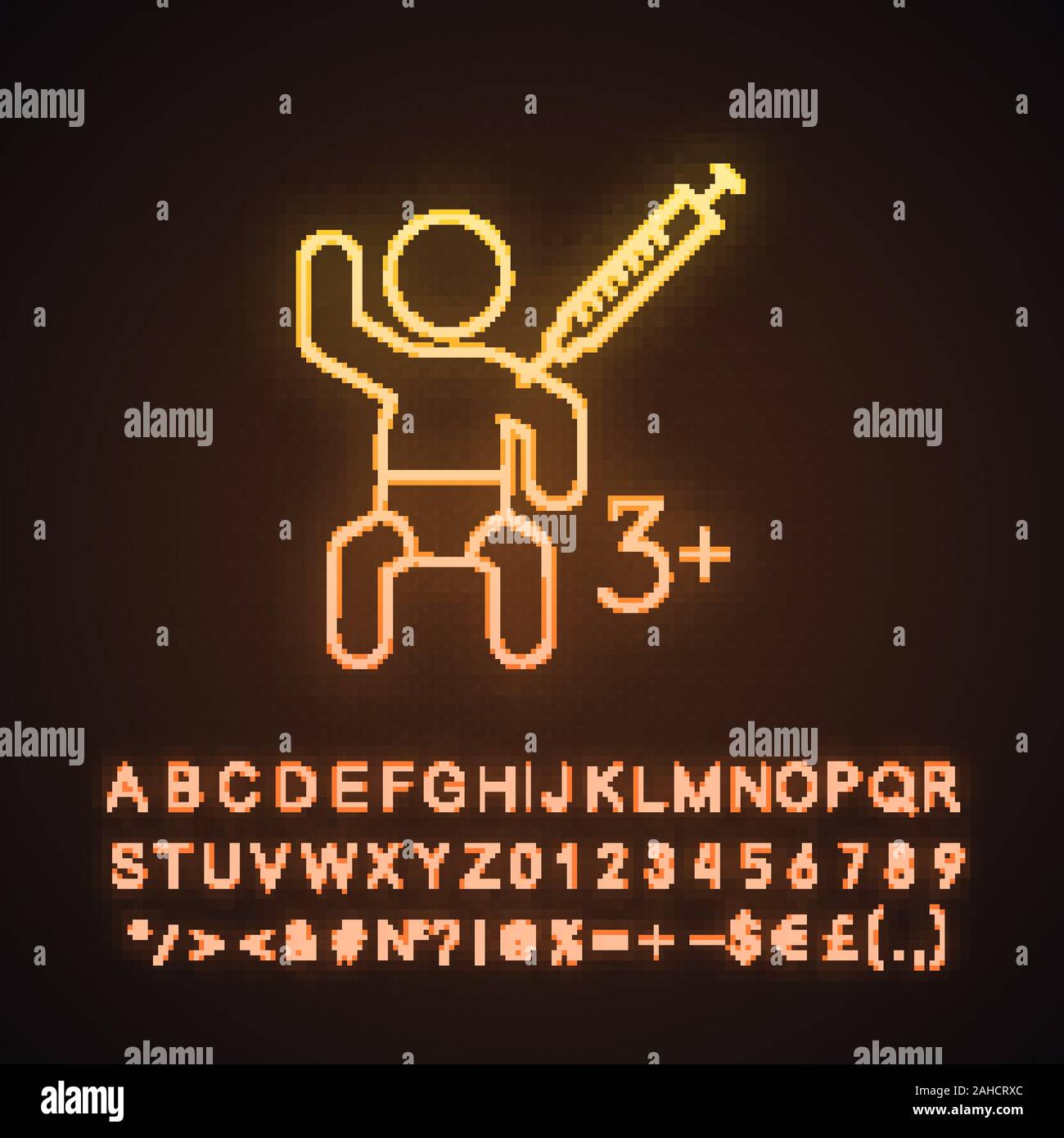 Injection in kid's arm neon light icon. Pediatrics. BCG, hepatitis ...