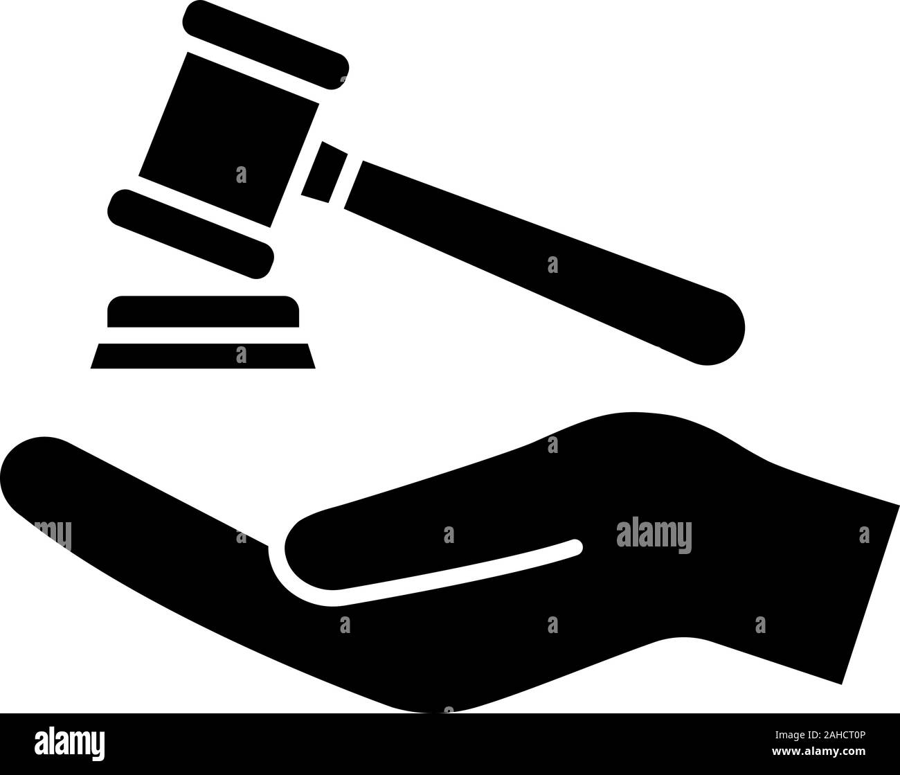 Family law glyph icon. Silhouette symbol. Gavel, court hammer in hand ...