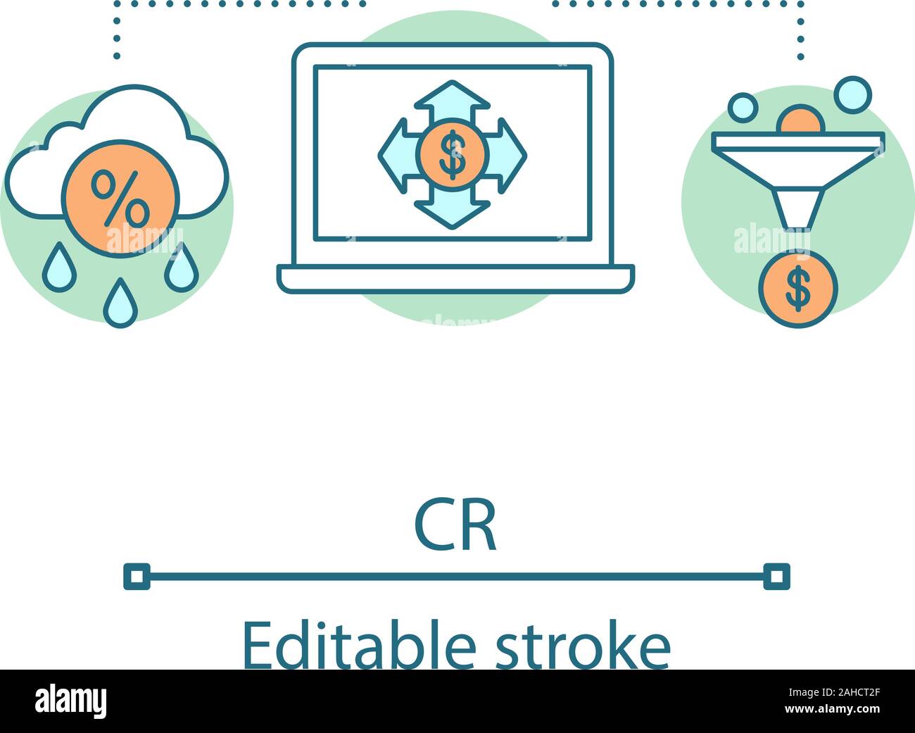 Conversion rate concept icon. CR. Sales funnel idea thin line ...