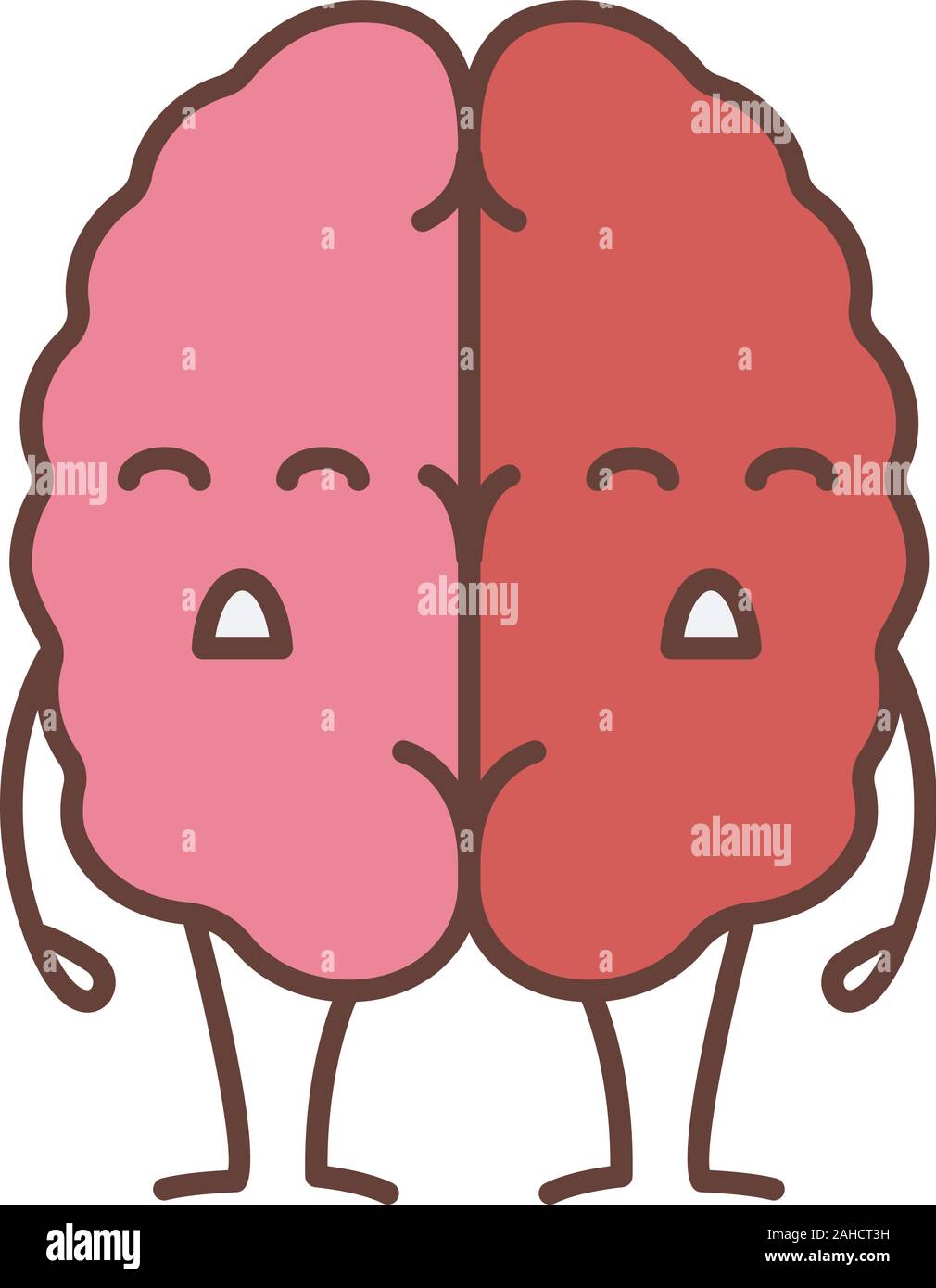 Sad human brain emoji color icon. Dementia, stroke. Unhealthy nervous ...