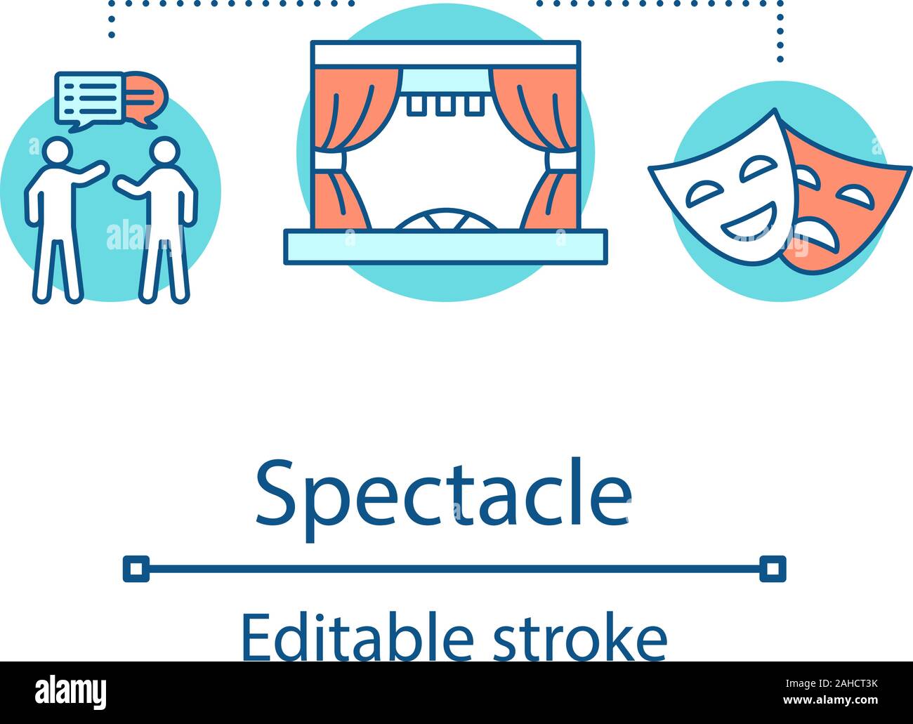 Spectacle concept icon. Meeting in theatre. Performance show premiere ...