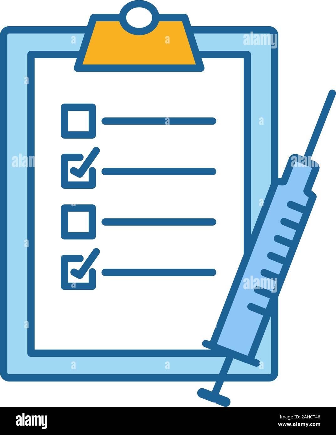 Vaccinations list color icon. Routine medical shots. Patient's ...