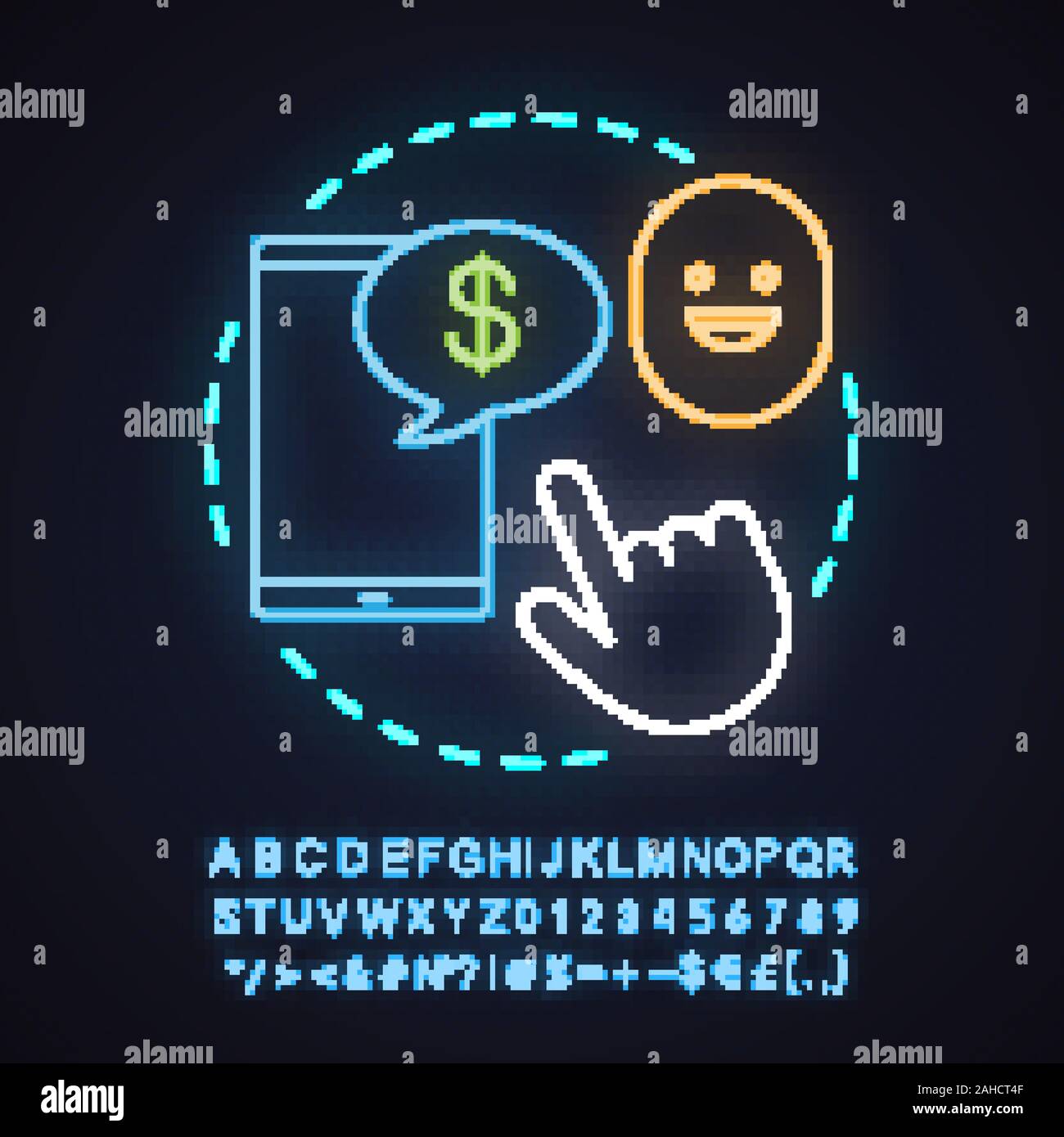 Receive payment neon light concept icon. E-payment idea. Digital wallet ...