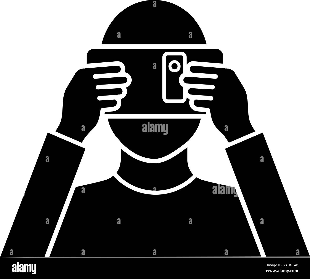 VR cardboard glyph icon. Silhouette symbol. Virtual reality platform ...