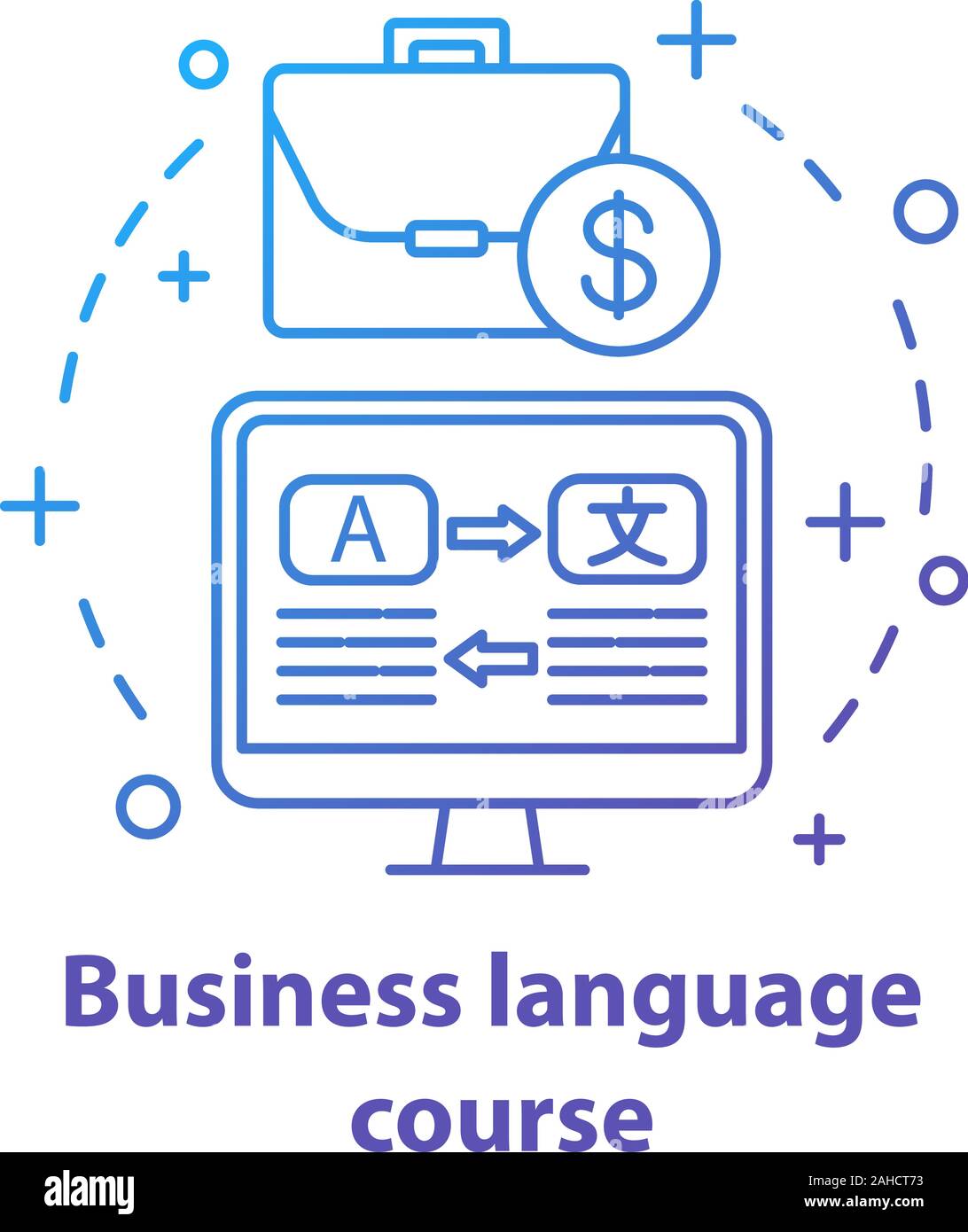 Foreign language for business concept icon. Online translator idea thin ...