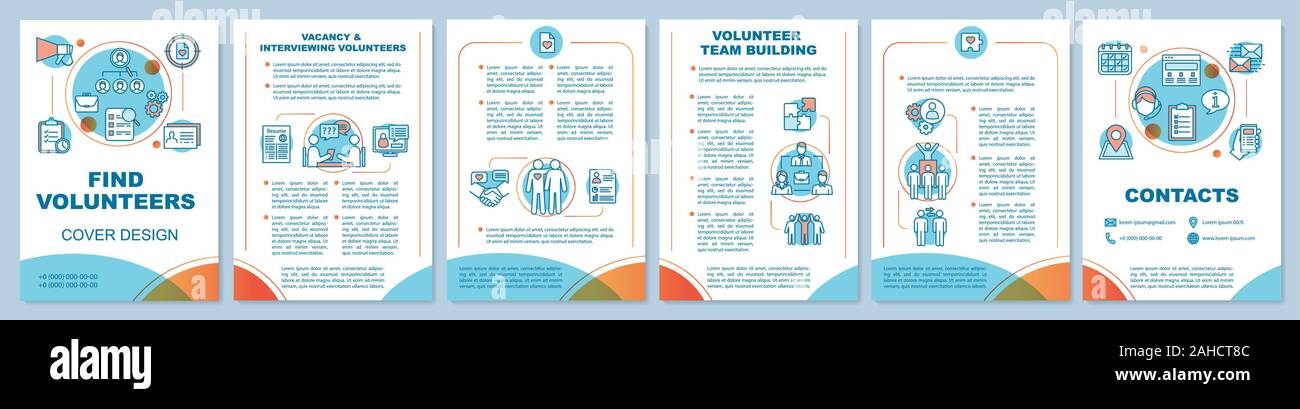 Volunteers finding brochure template layout. Volunteering team. Flyer ...