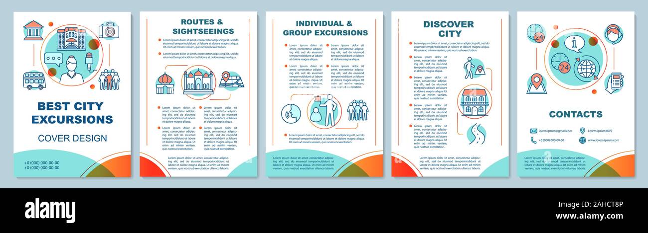 Excursion brochure template layout. City route. Tourism, sightseeing ...