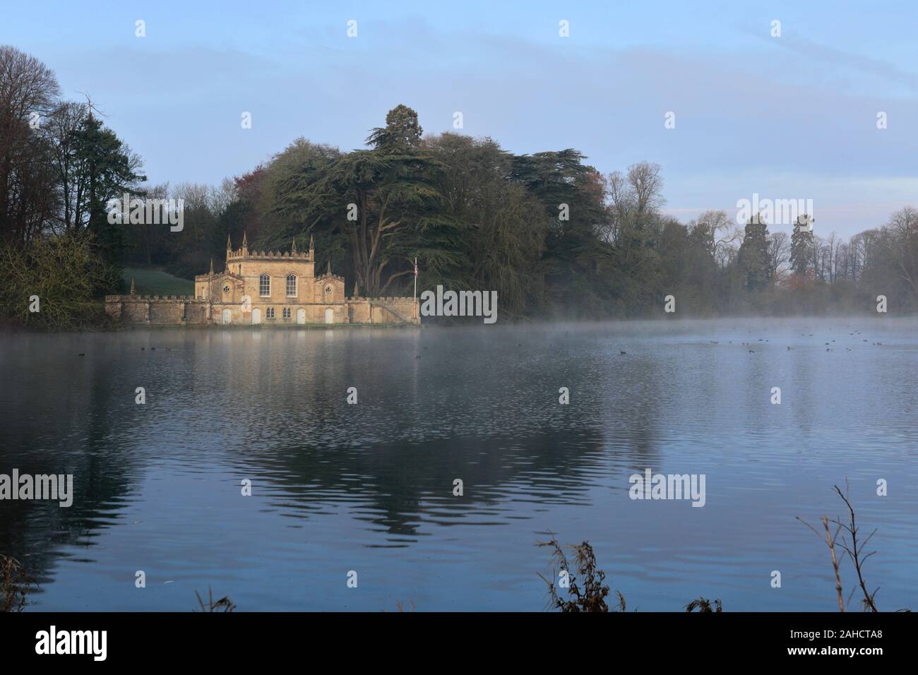 View of Fort Henry, a gothic folly in Exton Park, Exton village ...
