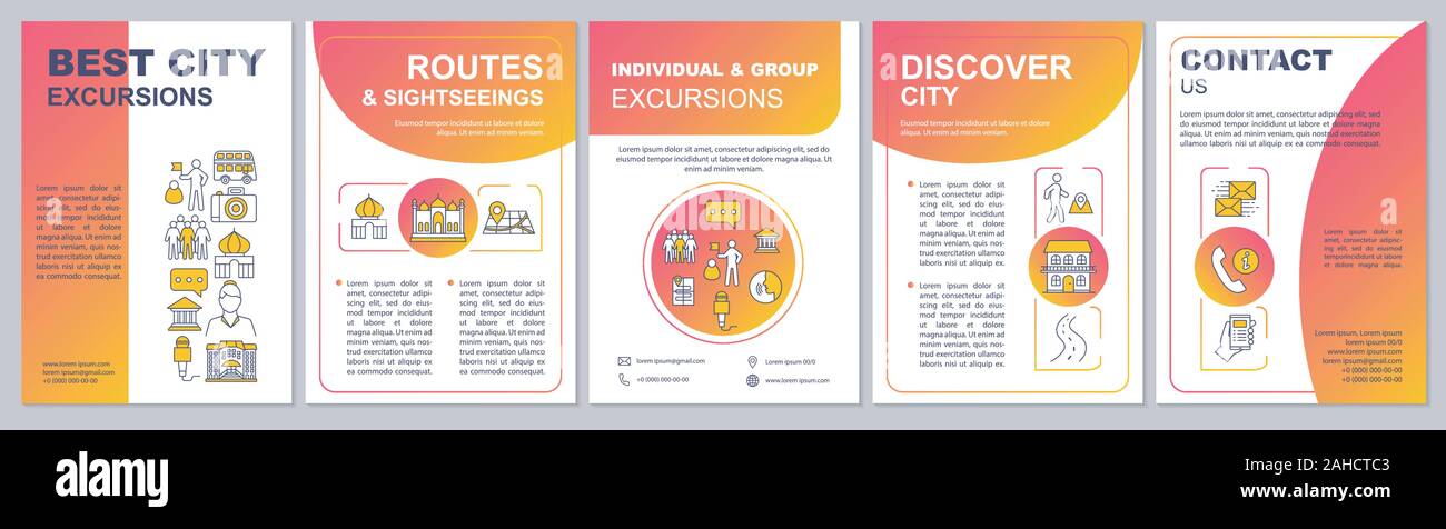 Excursion brochure template layout. City route. Tourism, sightseeing ...