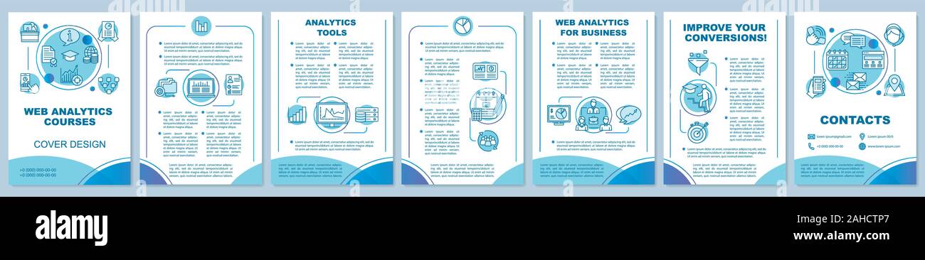Web analytics and metrics courses brochure template. Digital marketing ...